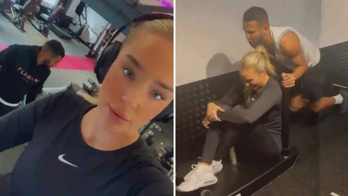 Riyad Mahrez s'entraîne en salle avec sa fiancée Taylor Ward